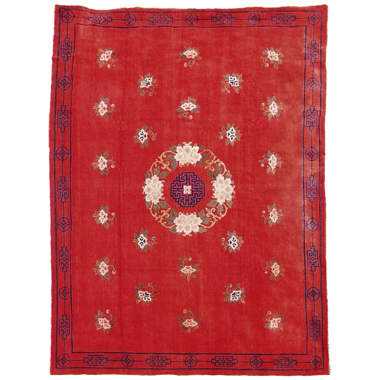 Extraordinary Antique Chinese Red Baotou Suiyuan Area Rug, Rare Large ...