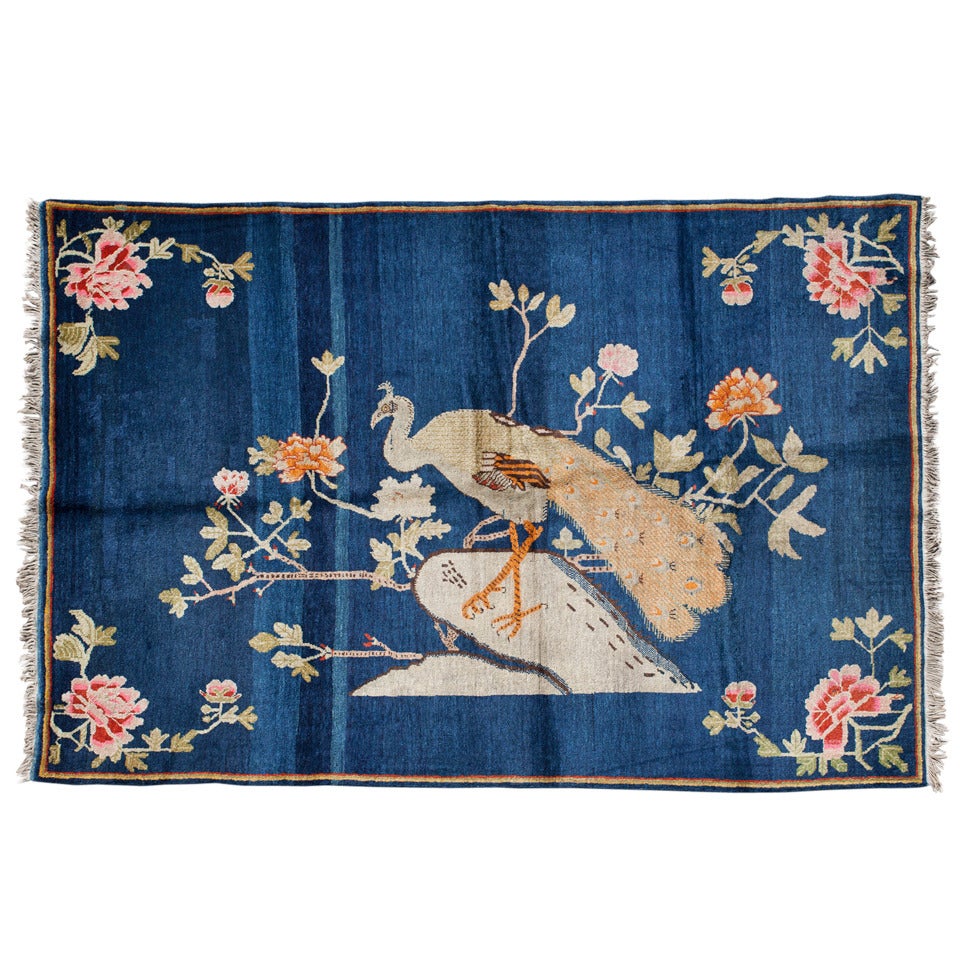 Charming Peacock Pictorial Samarkand Rug at 1stDibs