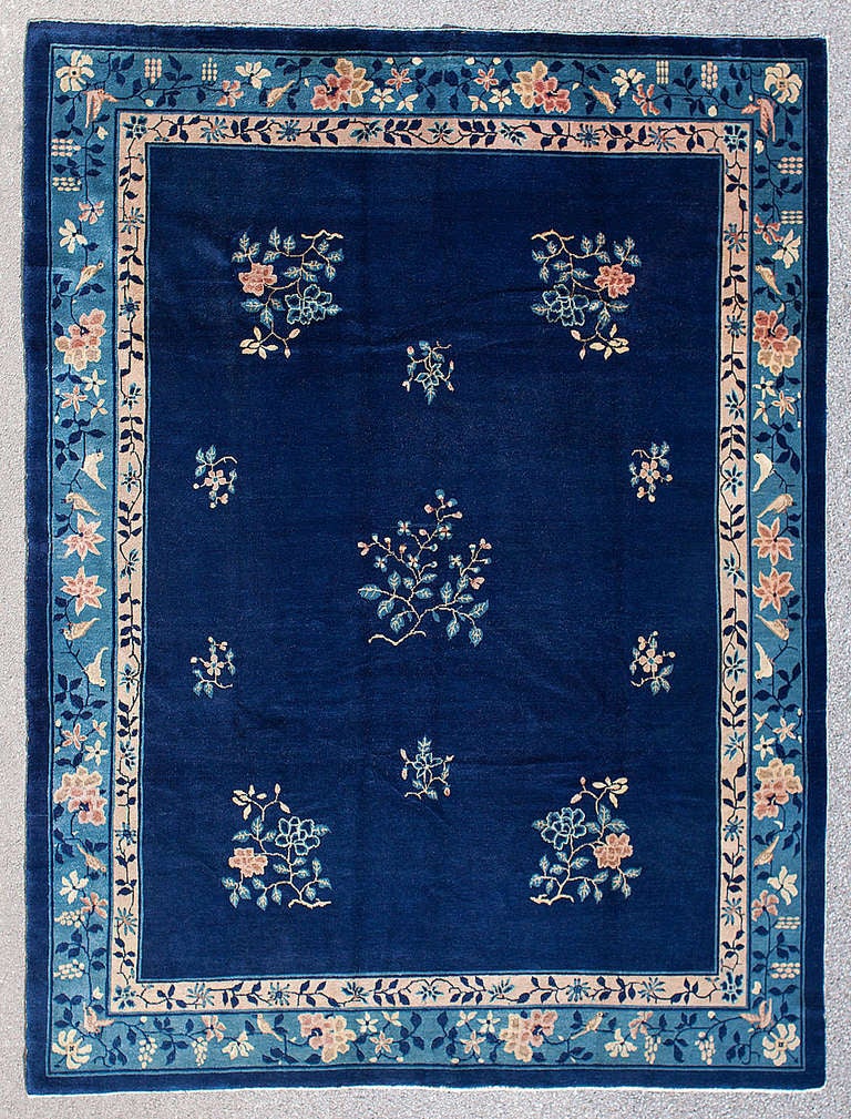 Stunning Indigo Blue Peking Rug in Rare Size at 1stDibs