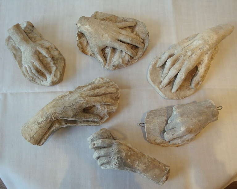 A Collection of 19th Century Antique Plaster Hands For Sale at 1stDibs