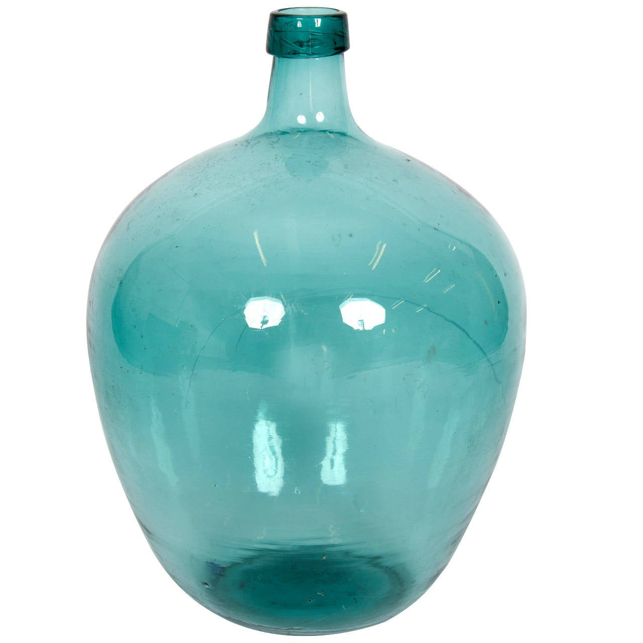 Early 20th Century Blue Demijohn Glass Bottle at 1stDibs