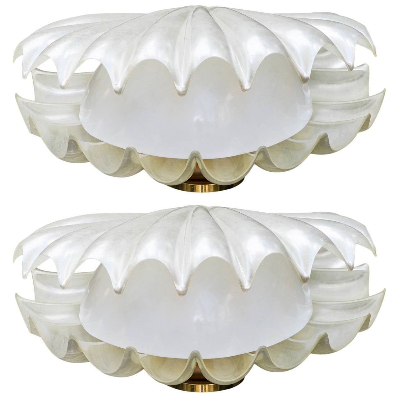 Set of Two Acrylic Rougier Clam Shell Lamps at 1stDibs