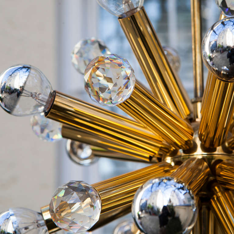 Golden Sputnik Chandelier with Swarovski Crystals at 1stDibs