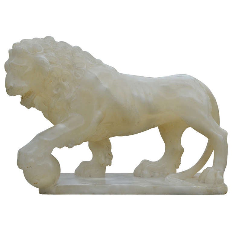 19th Century Alabaster Lion For Sale at 1stDibs