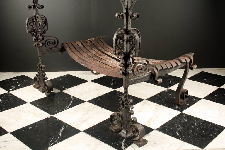 Large Very Ornate Jacobean Manner Wrought Iron Fire Dogs For Sale at ...