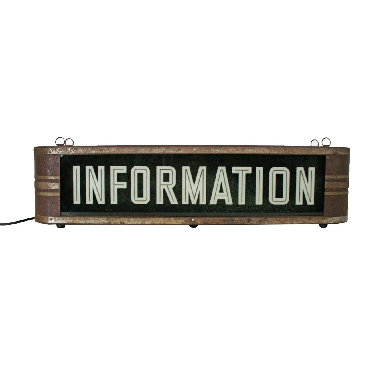 Streamlined Super Cool Backlit Information Sign, circa 1940 at 1stDibs