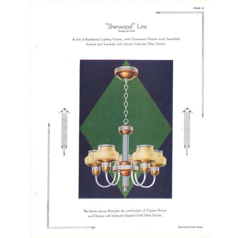 Gill Glass "Sherwood" Chandelier, C1937 at 1stDibs