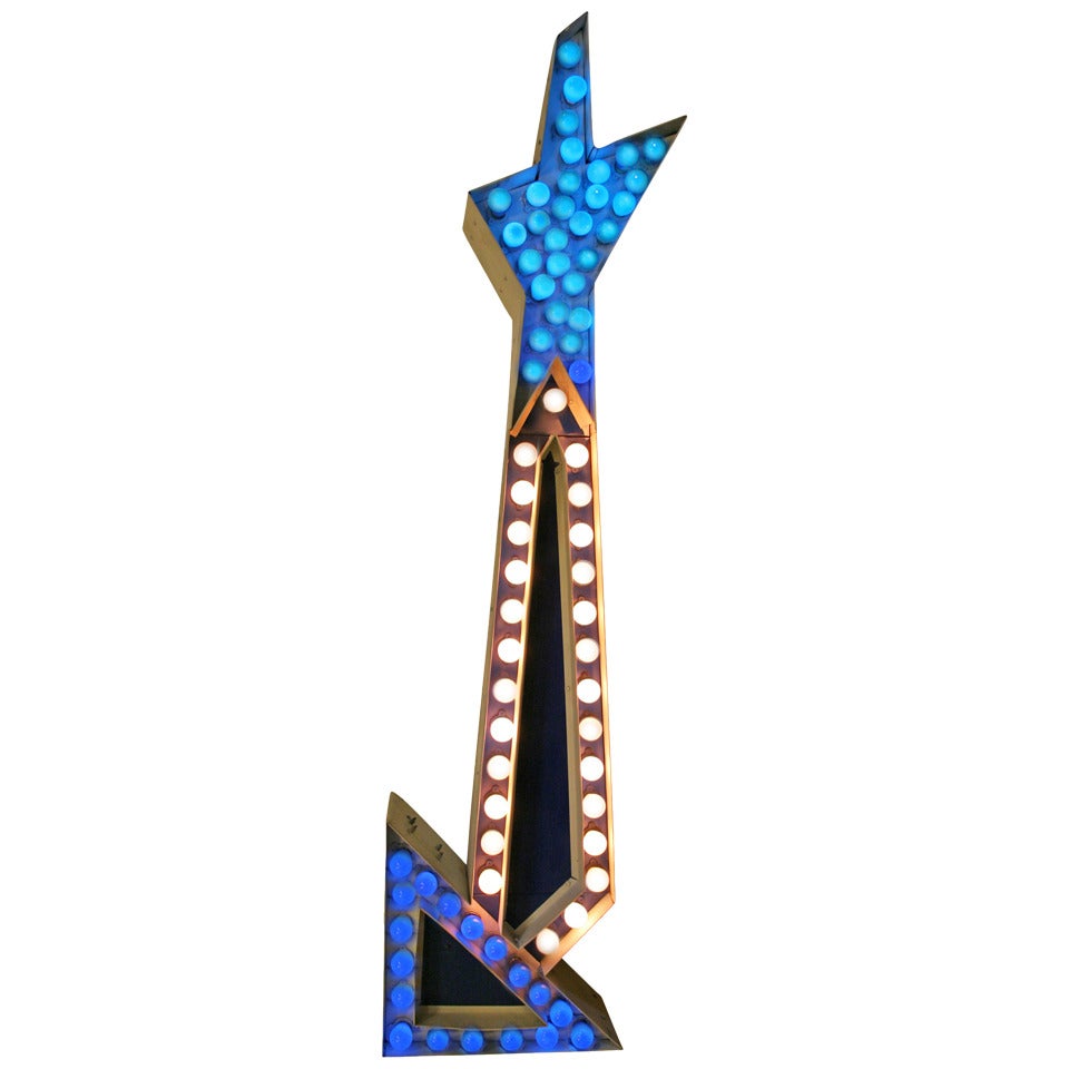 Double-Sided Blue and White Flashing Arrow Sign, circa 1960s at 1stDibs