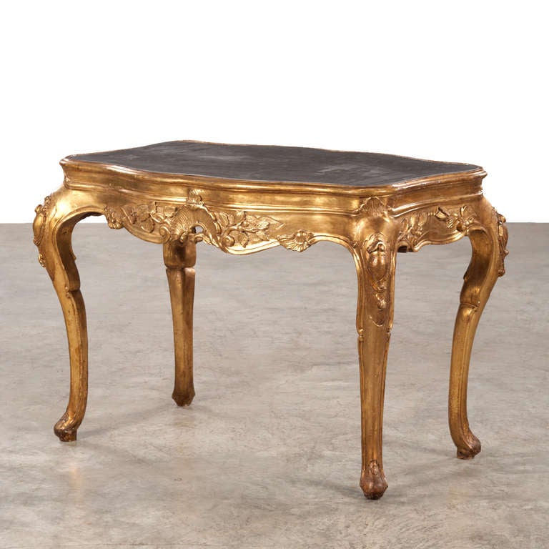 Italian Rococo Table Gilded Wood with Stone Top, 1770 For Sale at 1stdibs