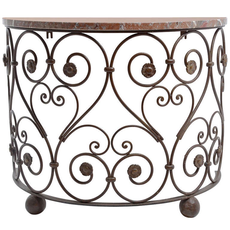 1950s Decorative Low Half Round Wall Table For Sale at 1stDibs