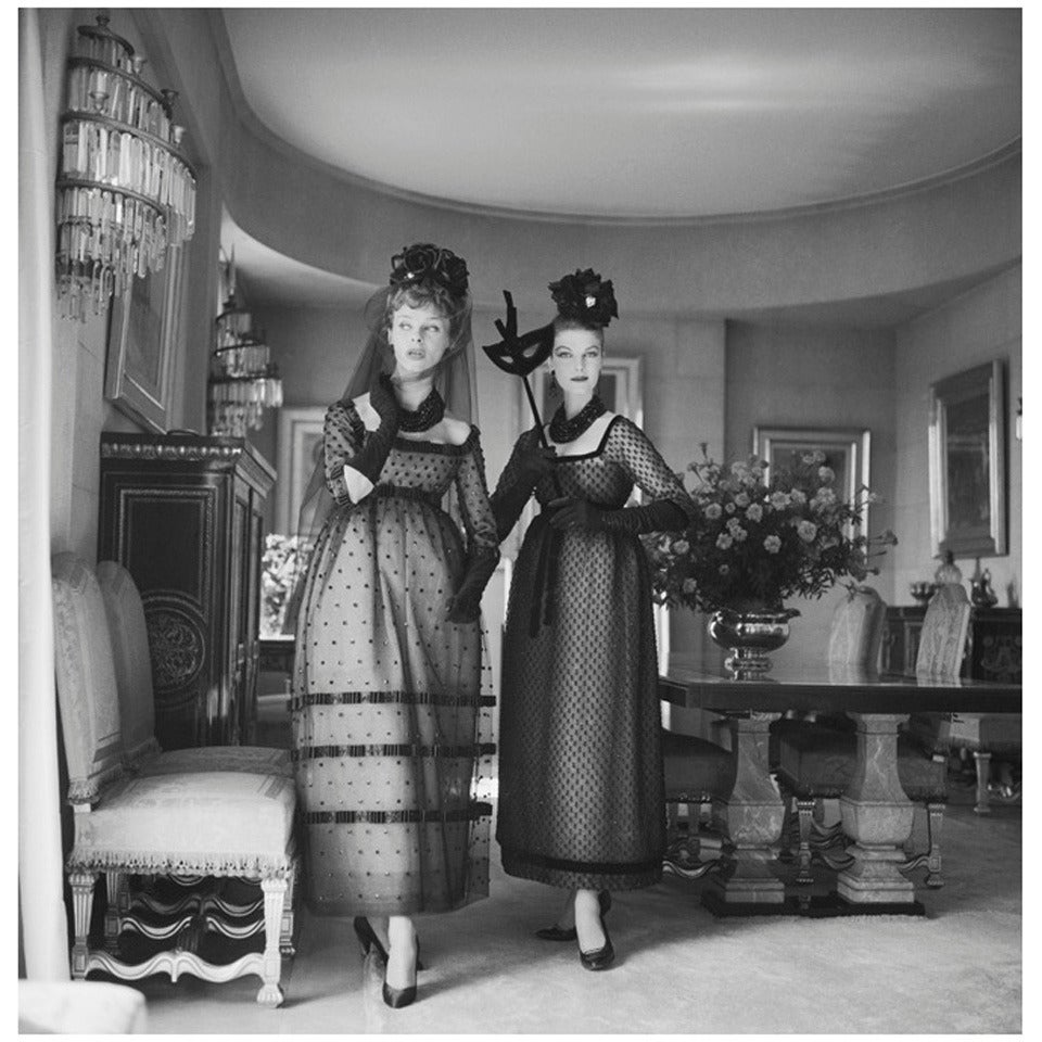 Mark Shaw Editioned Photograph-YSL for Dior-Models With Mask, 1958 For ...