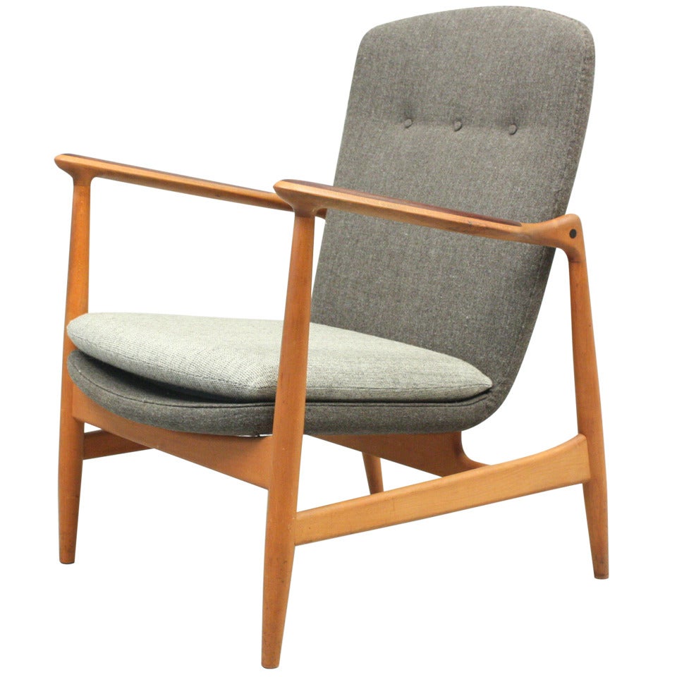 Danish Modern Vintage Design Easy Chair in Beech and Rosewood For Sale ...