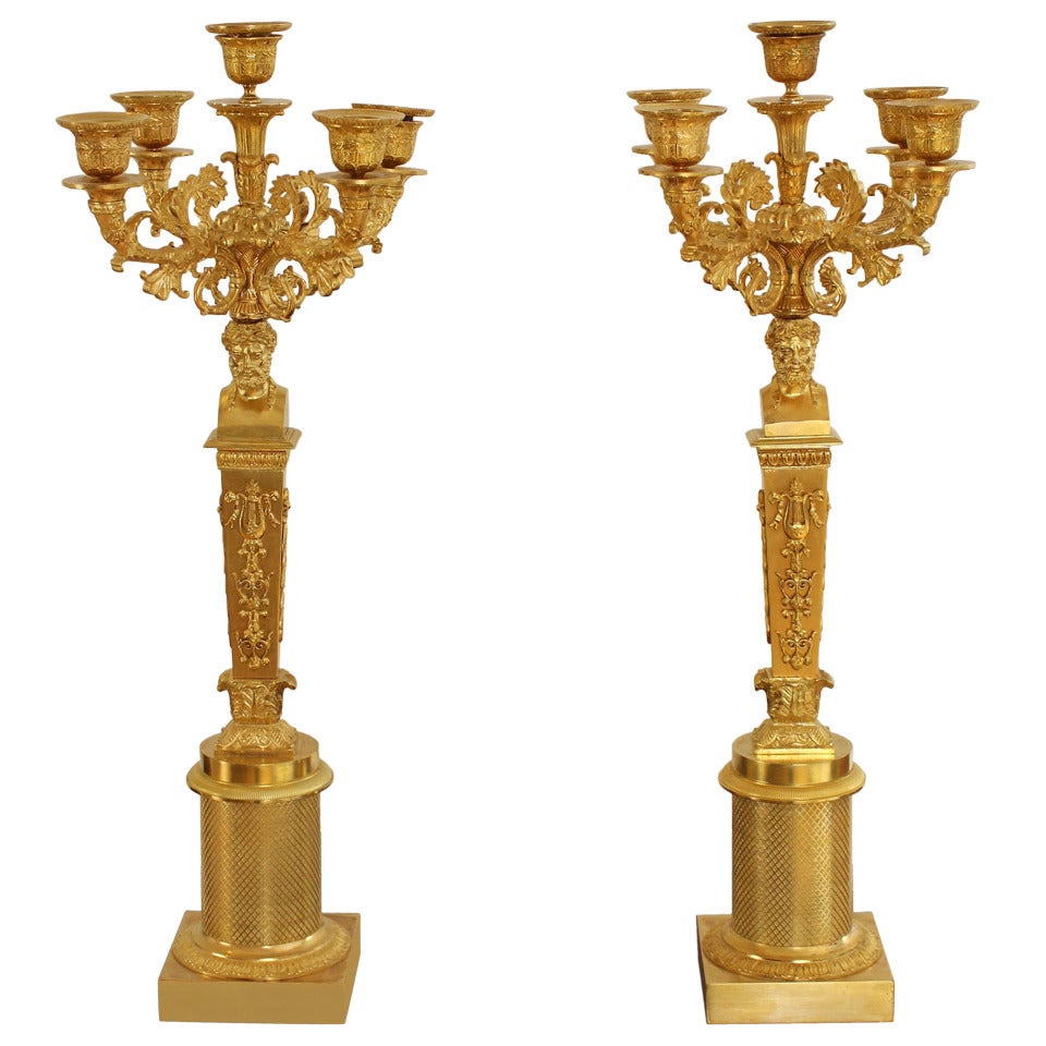 Neoclassical Russian Pair Candelabras For Sale at 1stDibs