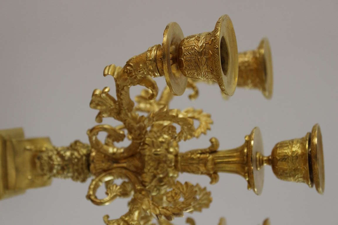 Neoclassical Russian Pair Candelabras For Sale at 1stDibs
