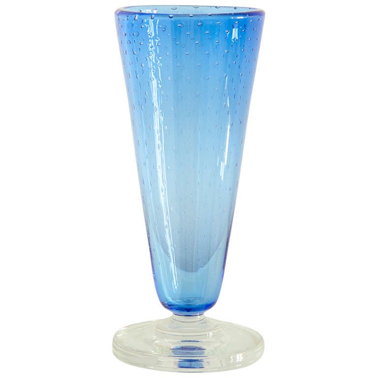 Carl Erickson Blue Tinted Glass Vase at 1stDibs