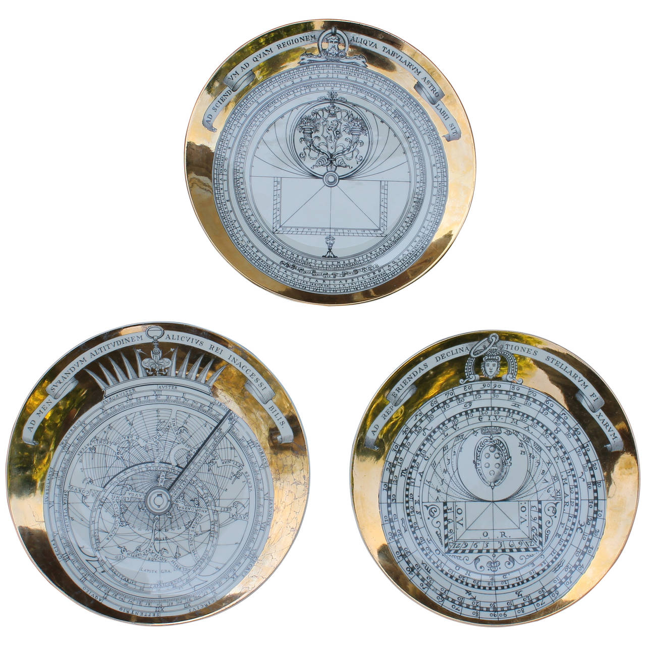 Trio of Fornasetti Astrolabio Plates in Porcelain at 1stDibs