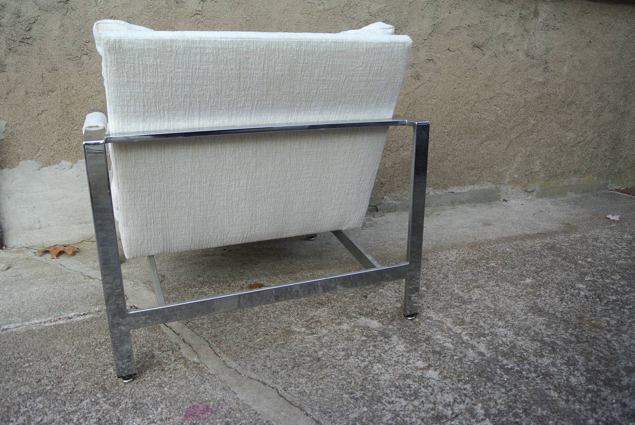 Milo Baughman Chrome Cube Flat Bar Chair at 1stDibs