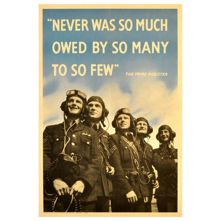 Original World War Two Battle of Britain poster featuring RAF Pilots ...
