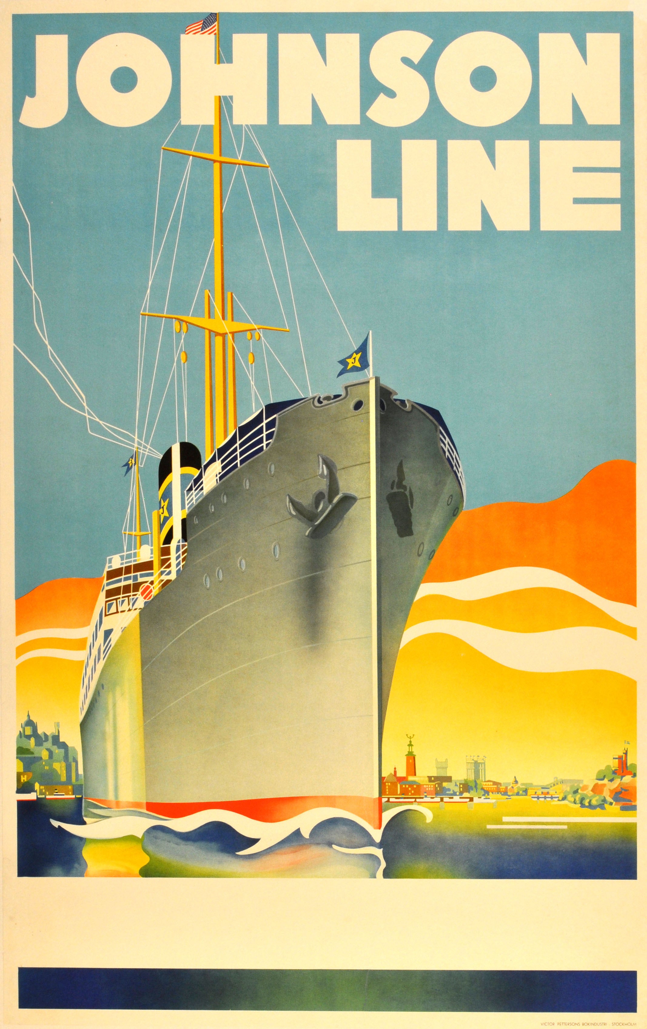 Original Vintage 1930s Art Deco Travel Poster Printed by the Swedish ...