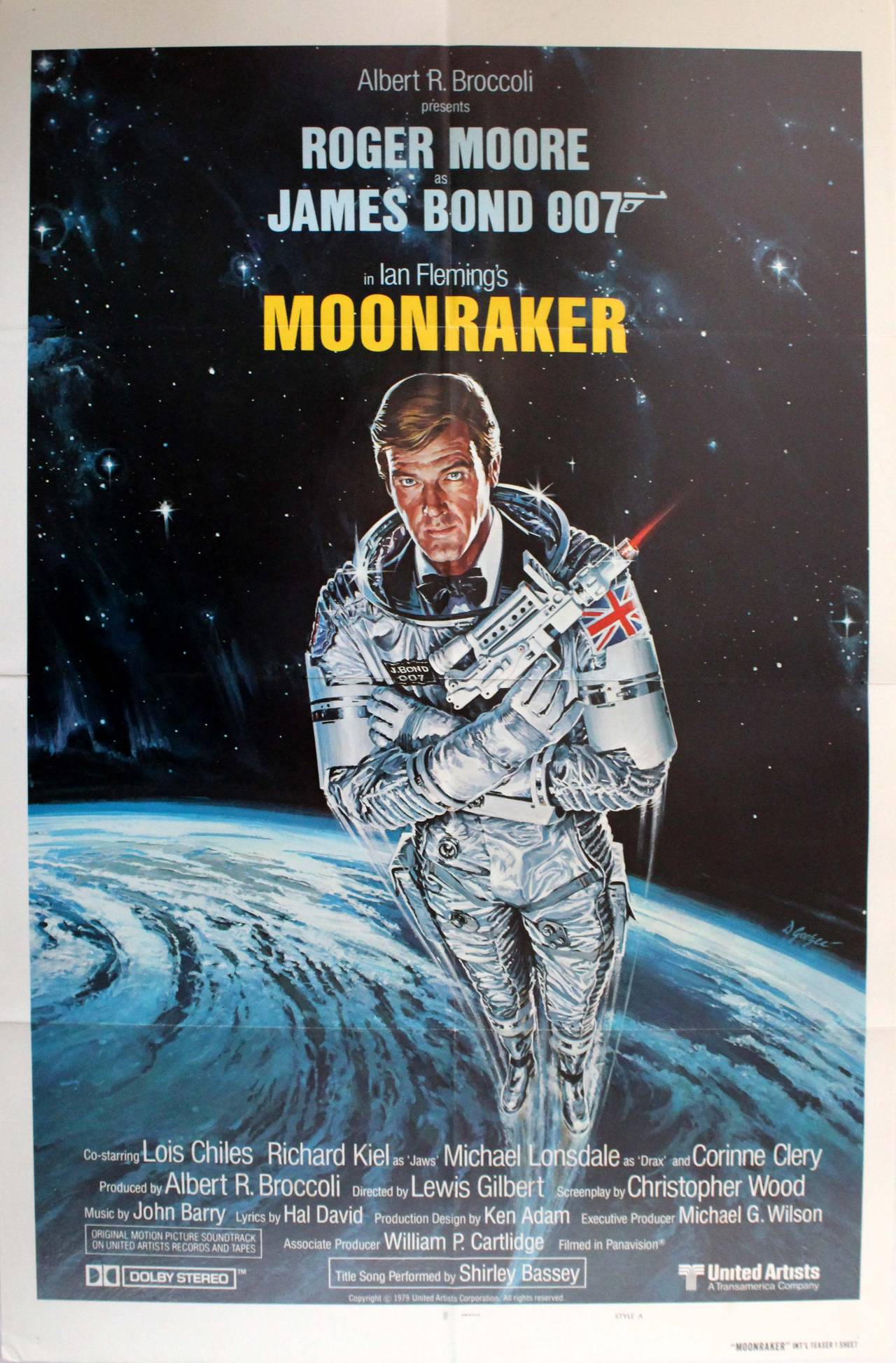 Moonraker Original Vintage 007 Movie Poster Starring Roger Moore As
