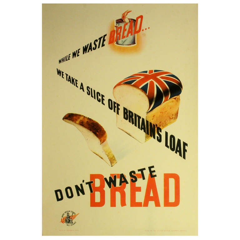 Original Vintage 1940s Aid for Britain Propaganda Poster: Don''t Waste ...