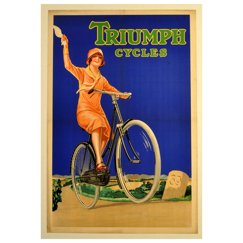Original Vintage Advertising Poster for Triumph Cycles at 1stDibs