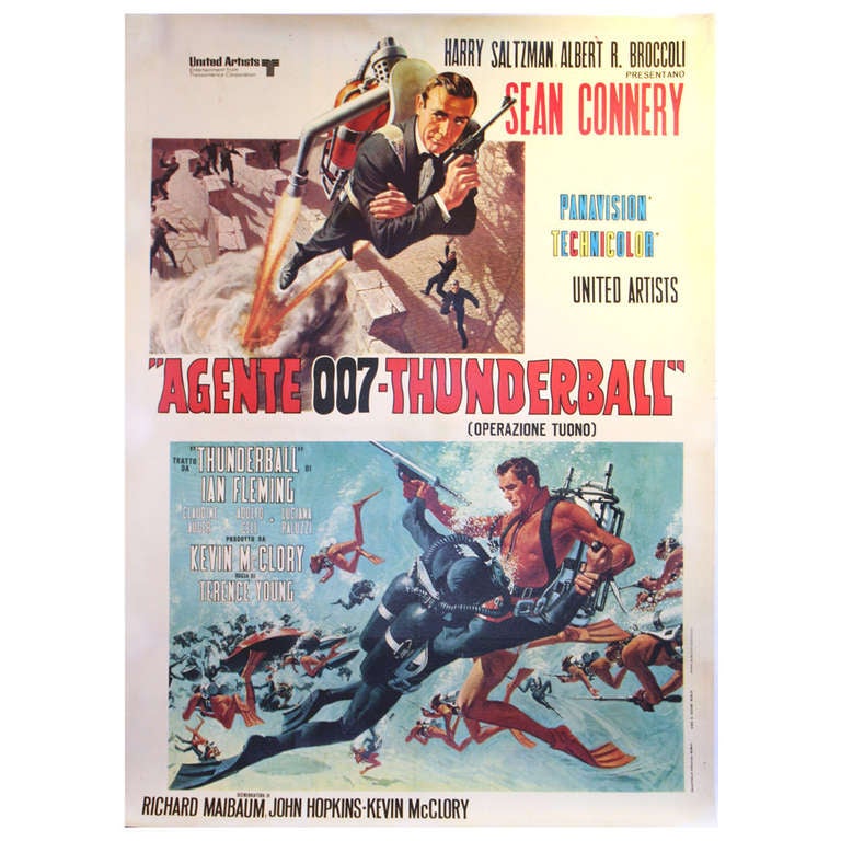 Original vintage James Bond movie poster: Thunderball (Sean Connery as 007) at 1stDibs | james ...