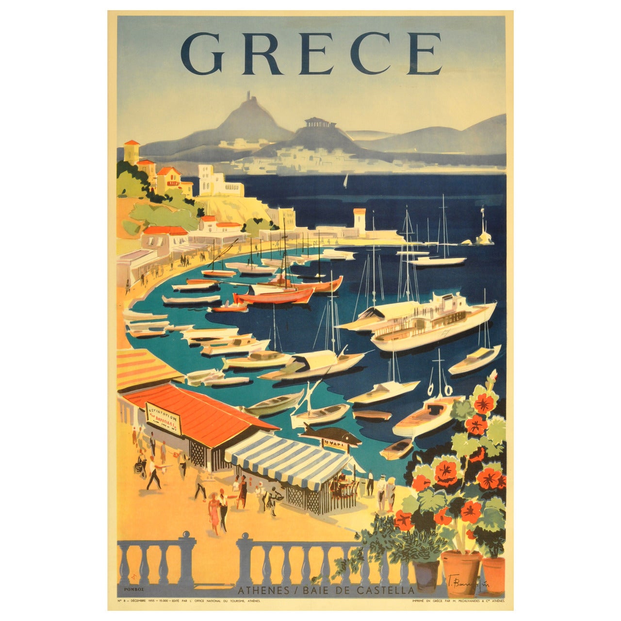 Original Vintage Travel Poster for Greece "Grece - Athenes / Baie de ...