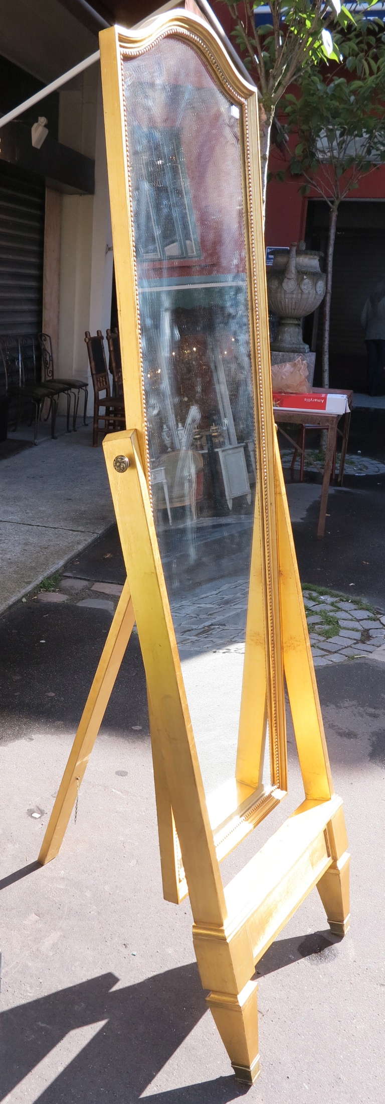 Swivel Foot Mirror Gilded with Gold Leaf at 1stDibs
