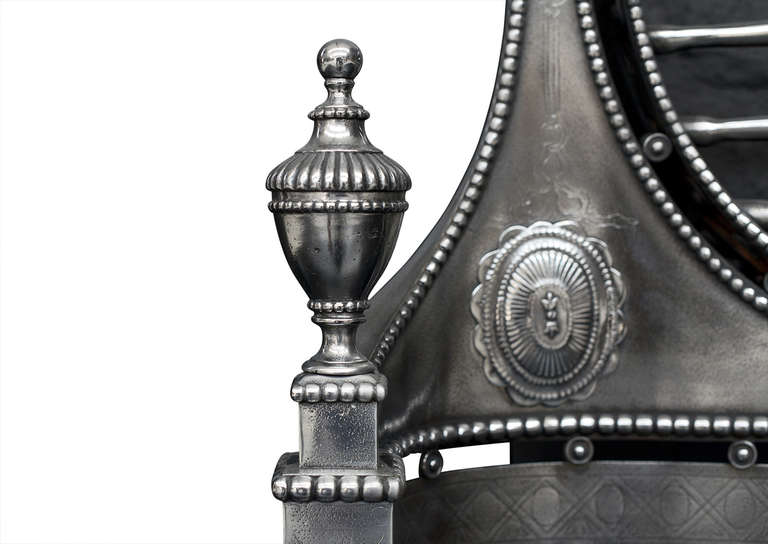 Fine Quality Adam Style Fire Basket in Polished Steel at 1stDibs