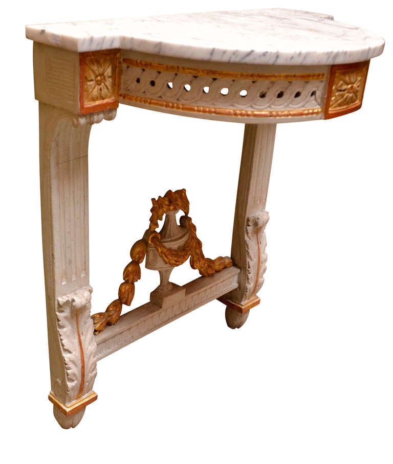 19th Century Danish Louis Seize Demilune Marble Top Wall Console at 1stDibs