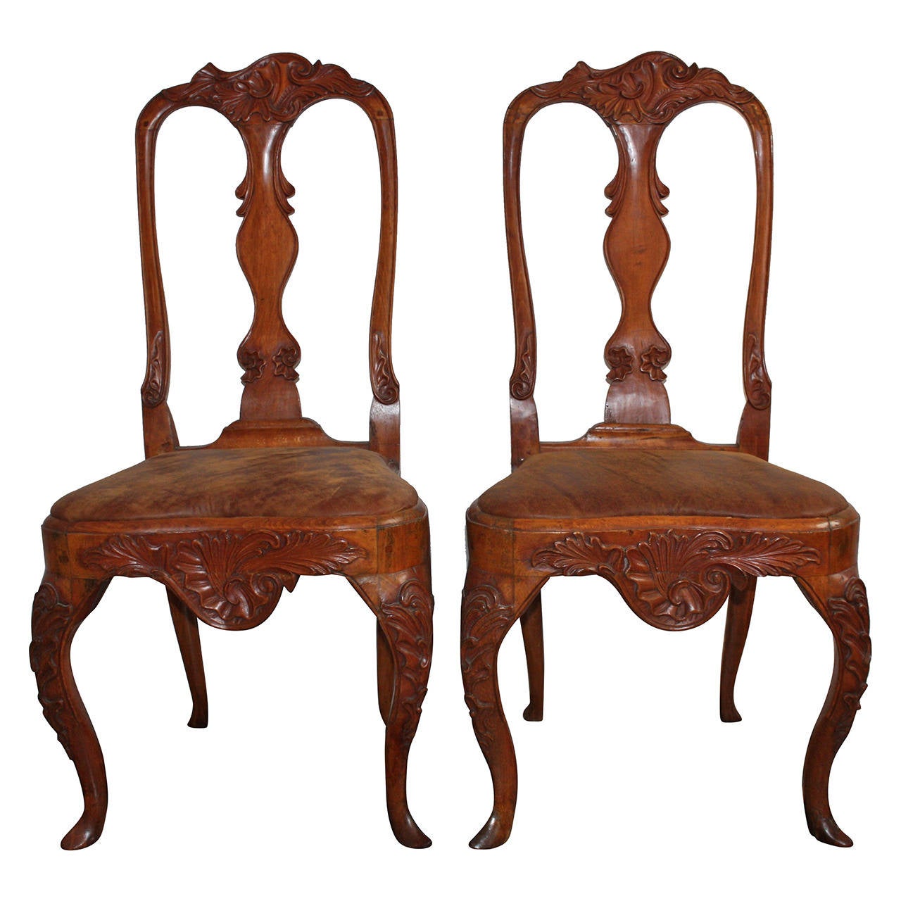 Pair of Antique Swedish, Rococo Side Chairs with Carved Ball and Claw ...