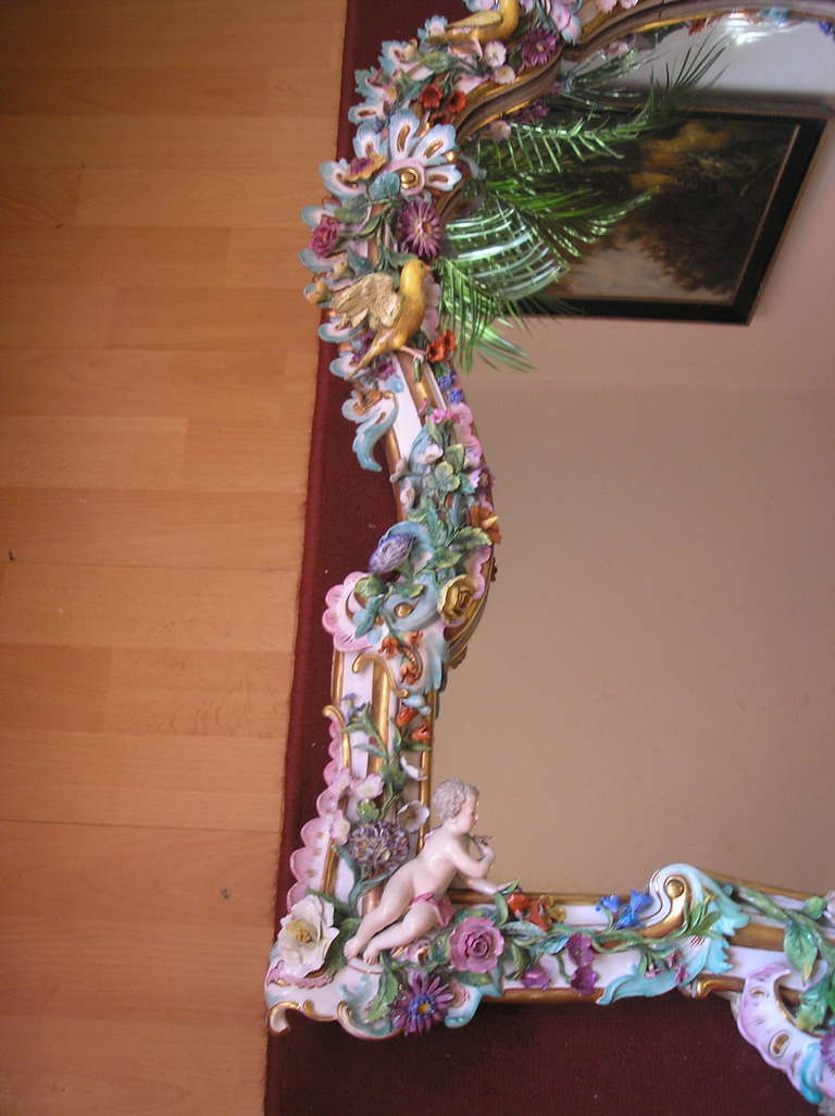 Meissen Gorgeous Huge Pier Glass/Mirror with Cherubs and Flowers, circa ...