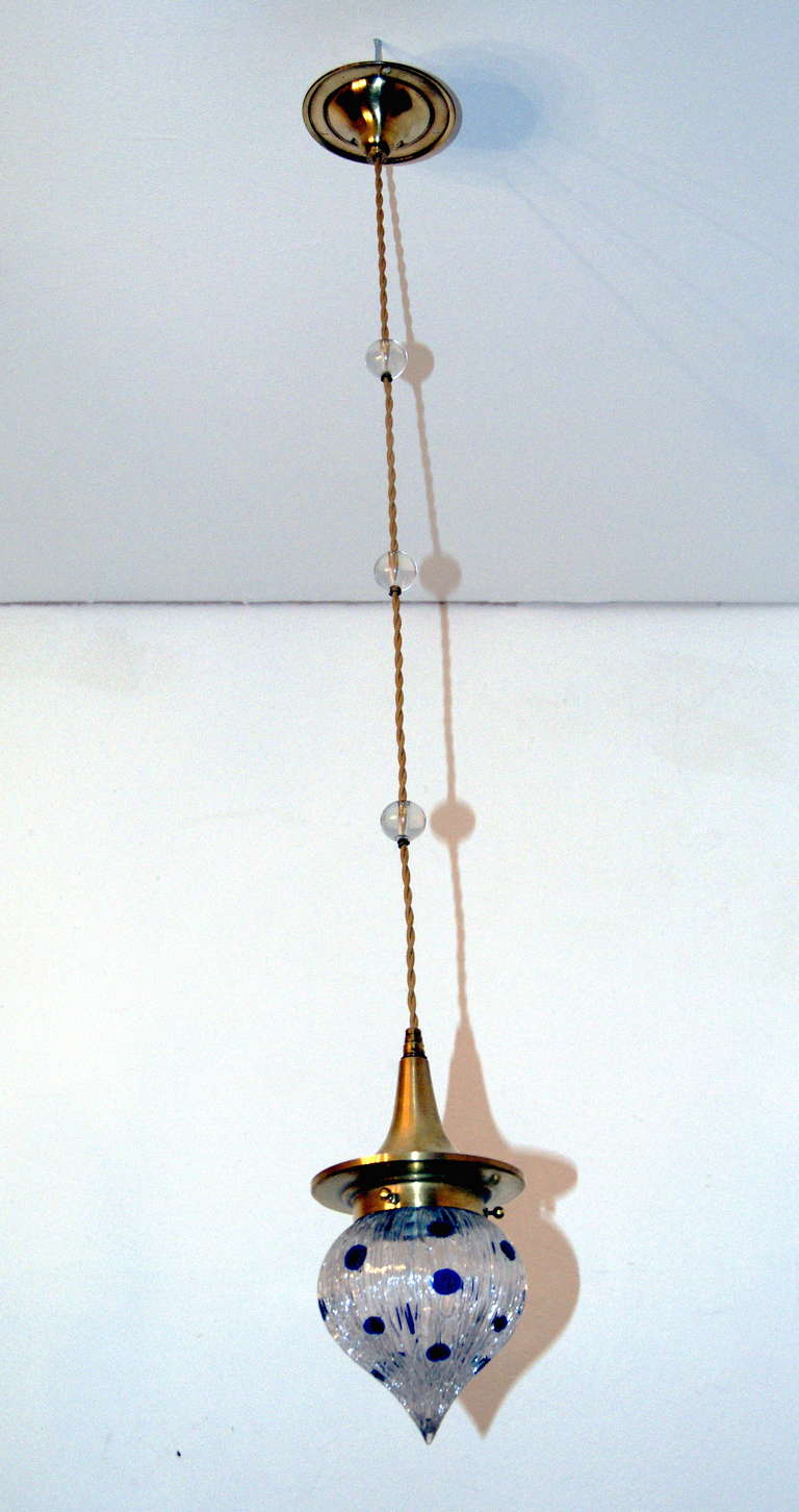 L. Bauer attr. Gorgeous Loetz Art Nouveau Suspended Lamp Vienna, circa ...