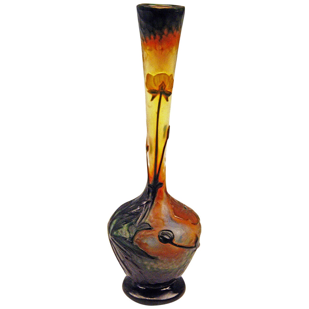 Daum Nancy Vase Flowers, Art Nouveau, France Lorraine, circa 1895-1900 ...