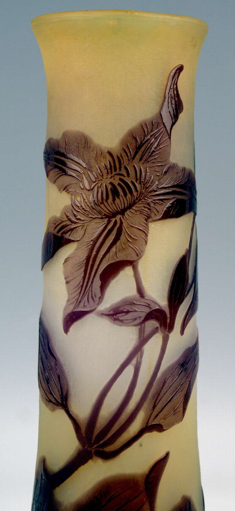 Galle Nancy Stalky Vase Clematis Flowers Art Nouveau France Lorraine ...