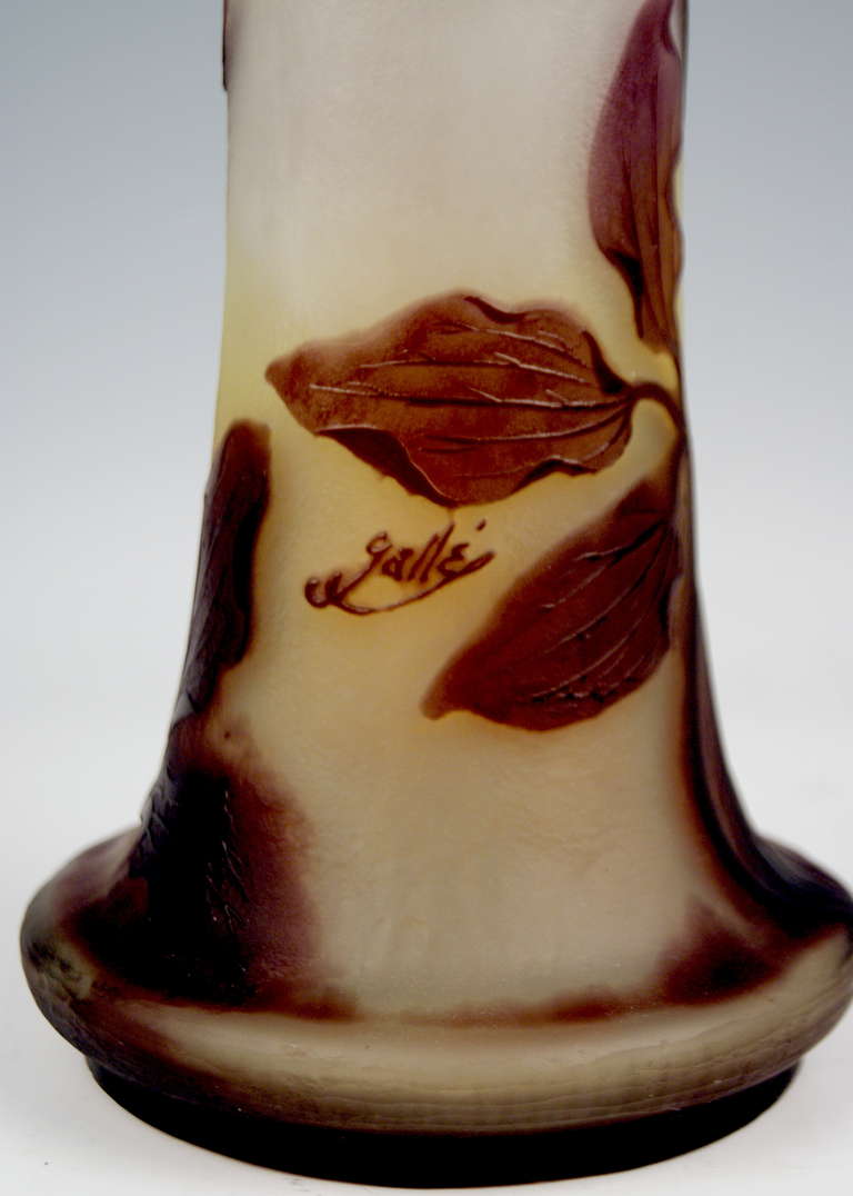 Galle Nancy Stalky Vase Clematis Flowers Art Nouveau France Lorraine ...