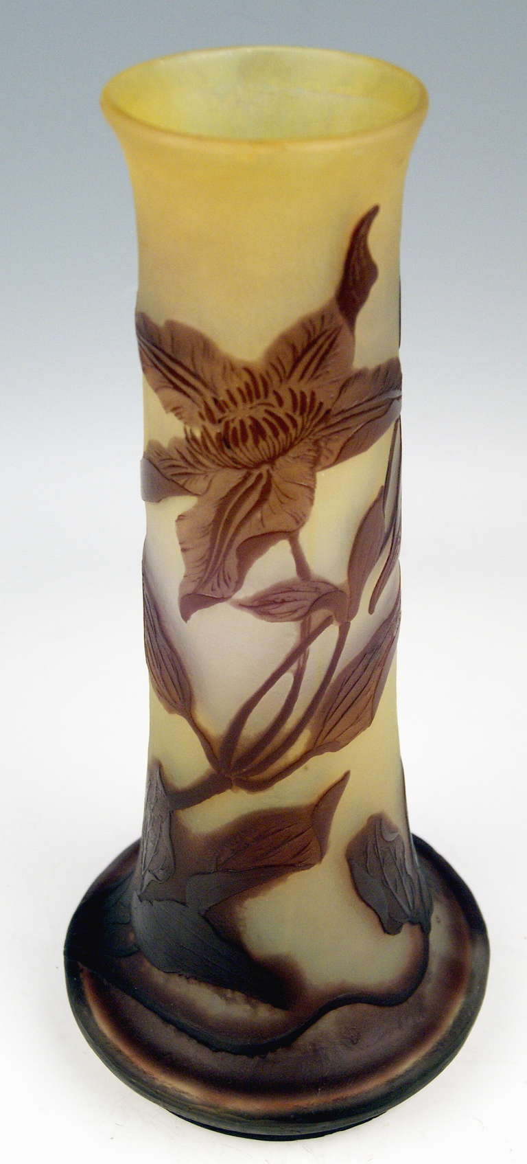 Galle Nancy Stalky Vase Clematis Flowers Art Nouveau France Lorraine ...