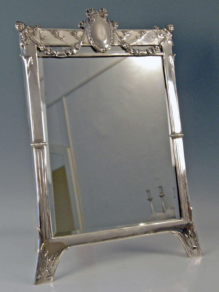Silver Austrian Art Nouveau Tall Mirror By E. Friedmann, circa 1905 For ...