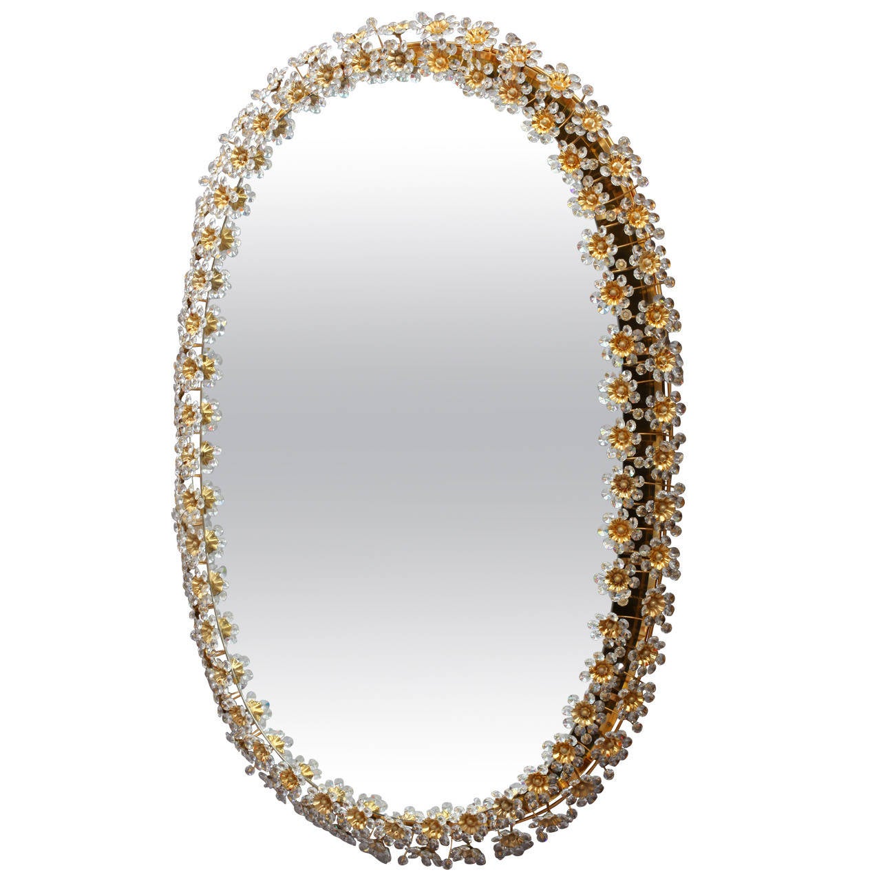 Amazing Illuminated Crystal Glass Mirror by Palwa with Gilded Oval ...