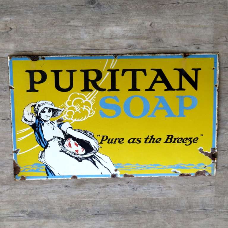 Advertising sign for Puritan Soap, Pure as the Breeze, England, 1910 ...