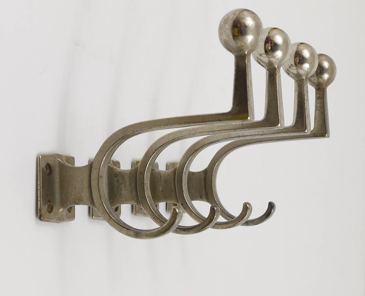 Set of Four Beautiful Art Deco Nickel Plated Wall Hooks, Austria 1930s ...