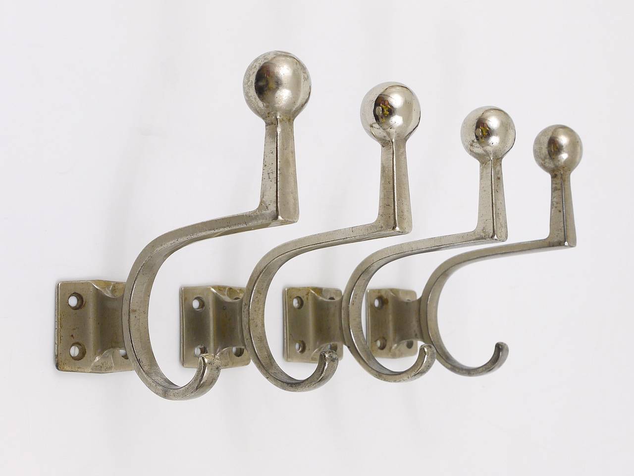 Set of Four Beautiful Art Deco Nickel Plated Wall Hooks, Austria 1930s ...