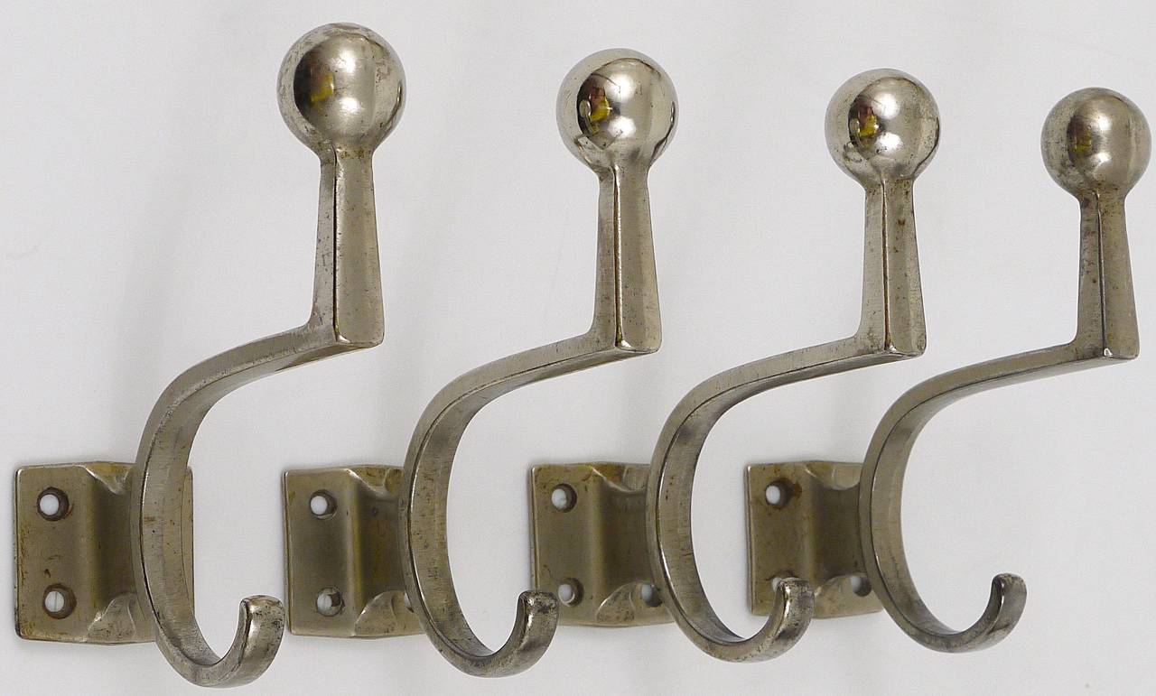 Set of Four Beautiful Art Deco Nickel Plated Wall Hooks, Austria 1930s ...