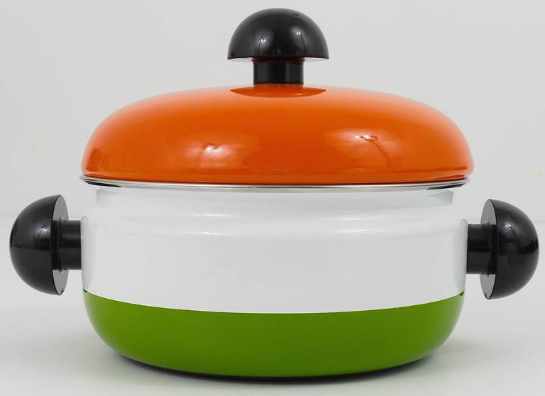 Cook with Carl Aubock Enameled Pot With Lid by Riess, Austria 1970s at ...
