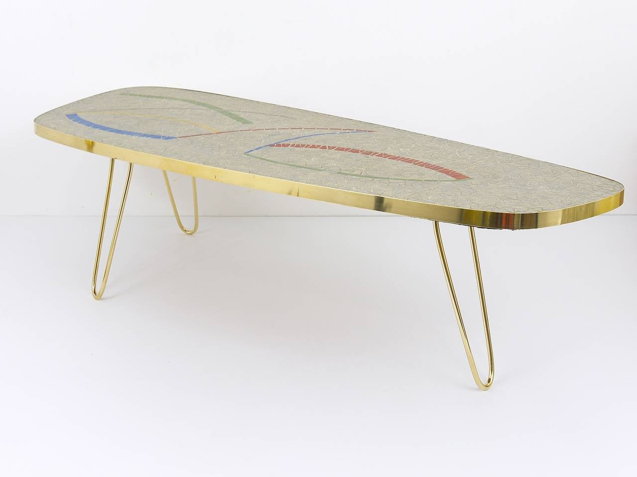 Italian Mid-Century Mosaic Tile Coffee Table with Brass Legs, 1950s at ...