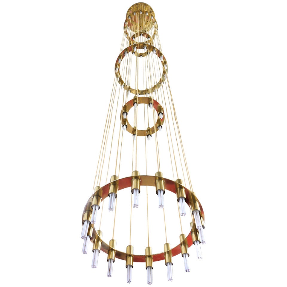 Very Large Lobmeyr Vienna Multilevel Stairway Brass Chandelier at ...