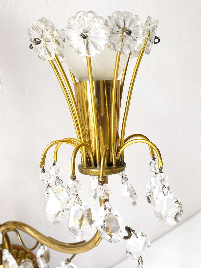 Floral Lobmeyr Mid-Century Crystal Sconces Wall Lights, Austria, 1950s ...