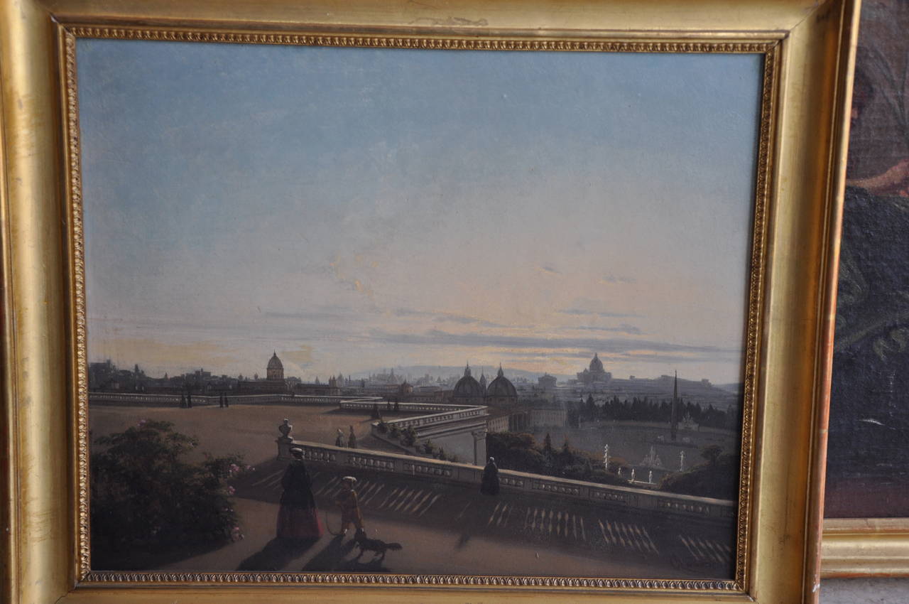 Domenico Roscio Painting, "a View of Rome from Pincio" For Sale at 1stDibs