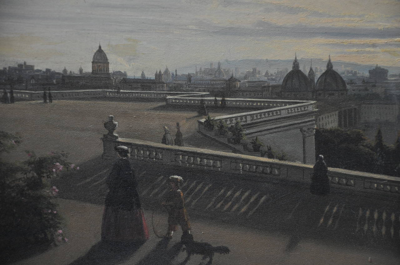 Domenico Roscio Painting, "a View of Rome from Pincio" For Sale at 1stDibs